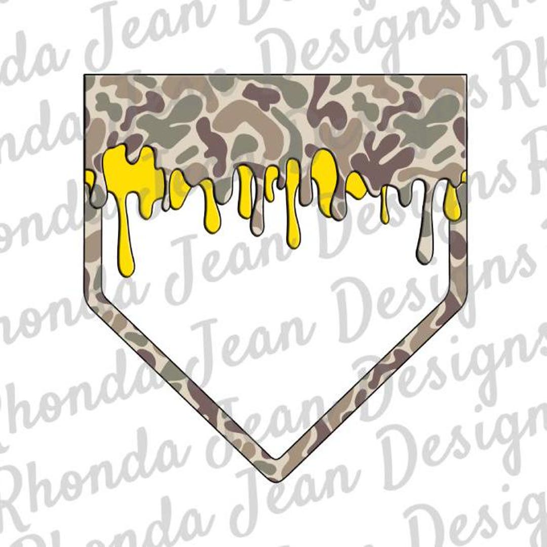 Home Plate Drip Baseball PNG, NO SPRINKLES Old School Camo, Yellow Drip ...