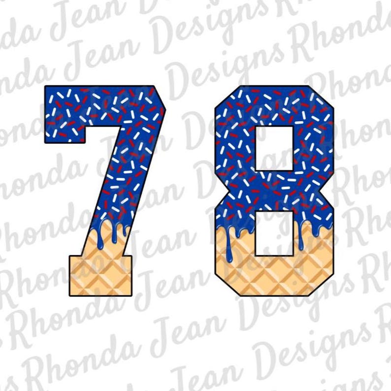 Drip Numbers Set PNG, Royal Blue Ice Cream Drip, Red and White ...