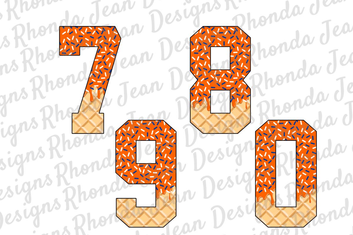 Drip Numbers Set PNG, Orange and Blue Ice Cream Drip, 0 - 9, Jersey ...