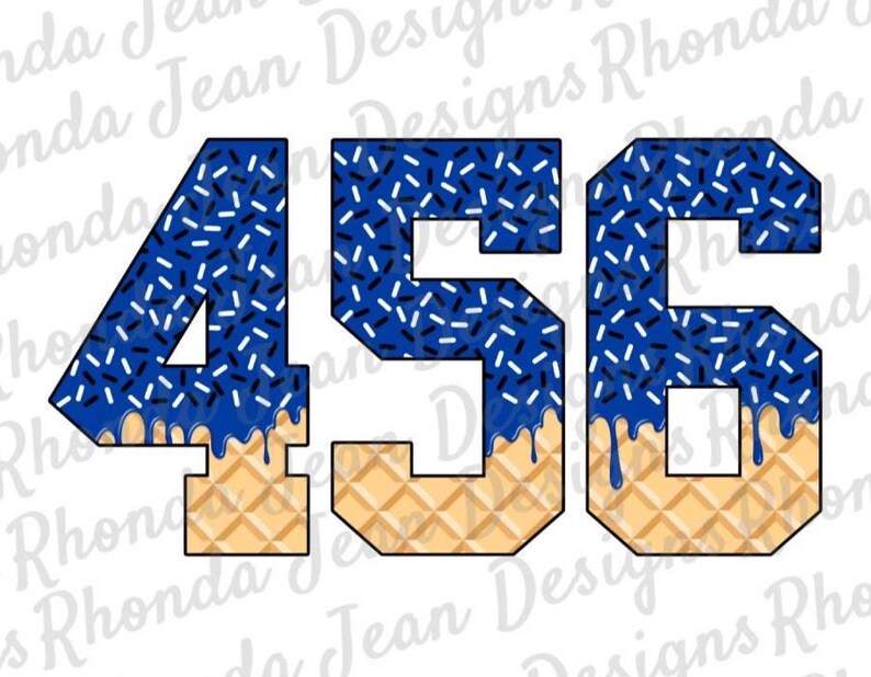 Drip Numbers Set PNG, Royal Blue Ice Cream Drip, 0 - 9, Jersey Numbers ...