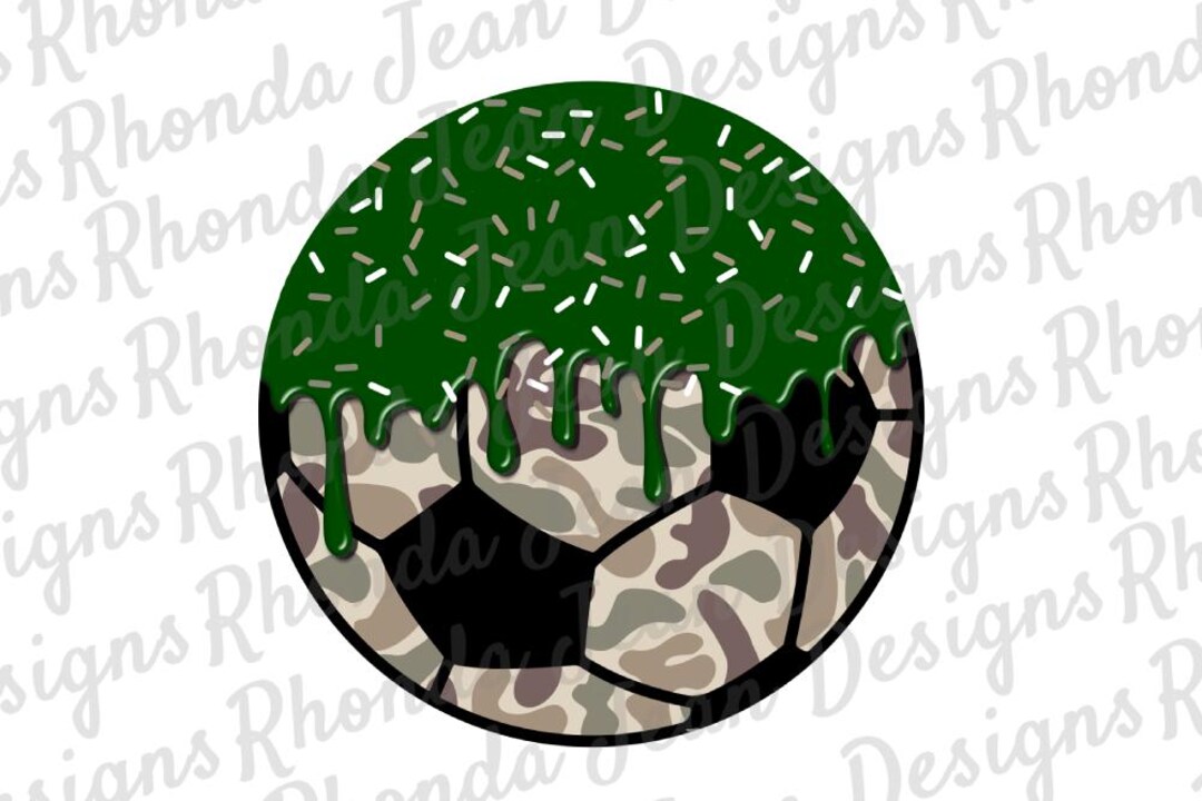 Old School Camo Soccer Ball Drip PNG, Green Drip, Mascot, Team, School ...