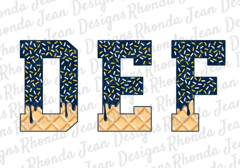 Drip Alphabet PNG Set: Navy, Gold Sprinkles (digital Download) - Etsy