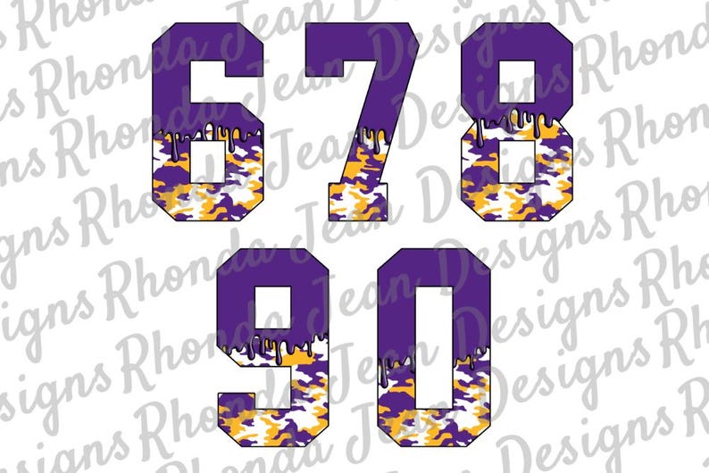 Drip Numbers Set PNG, Purple and Gold Camo Drip, T-shirt Design ...