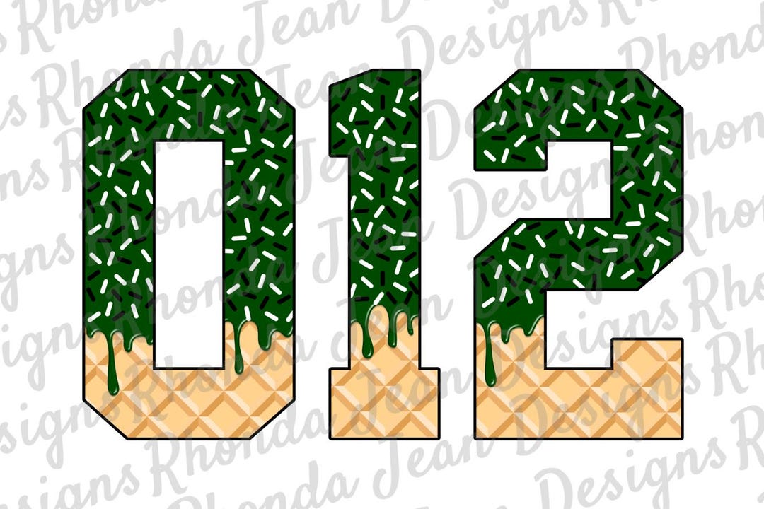 Drip Numbers Set PNG, Green Drip, Black and White Sprinkles, 0 - 9 ...