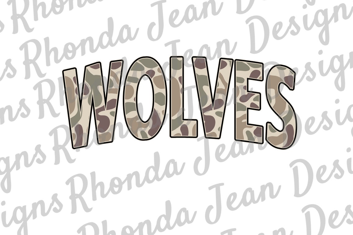 Old School Camo Wolves All Caps PNG, Mascot, Team, School Spirit Shirt ...