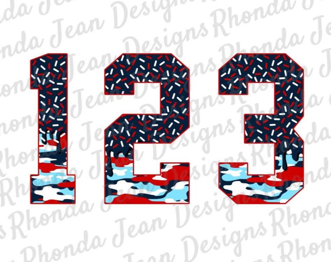 Camo Drip Numbers PNG Set: Red, White, Blue (digital Download) - Etsy