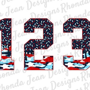 Camo Drip Numbers PNG Set: Red, White, Blue (digital Download) - Etsy