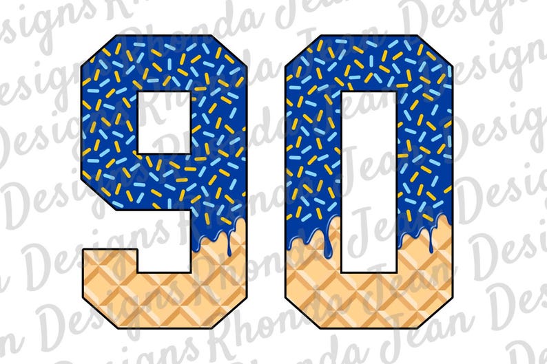Royal Blue Drip Numbers PNG Set: Ice Cream Sprinkles (digital Download ...