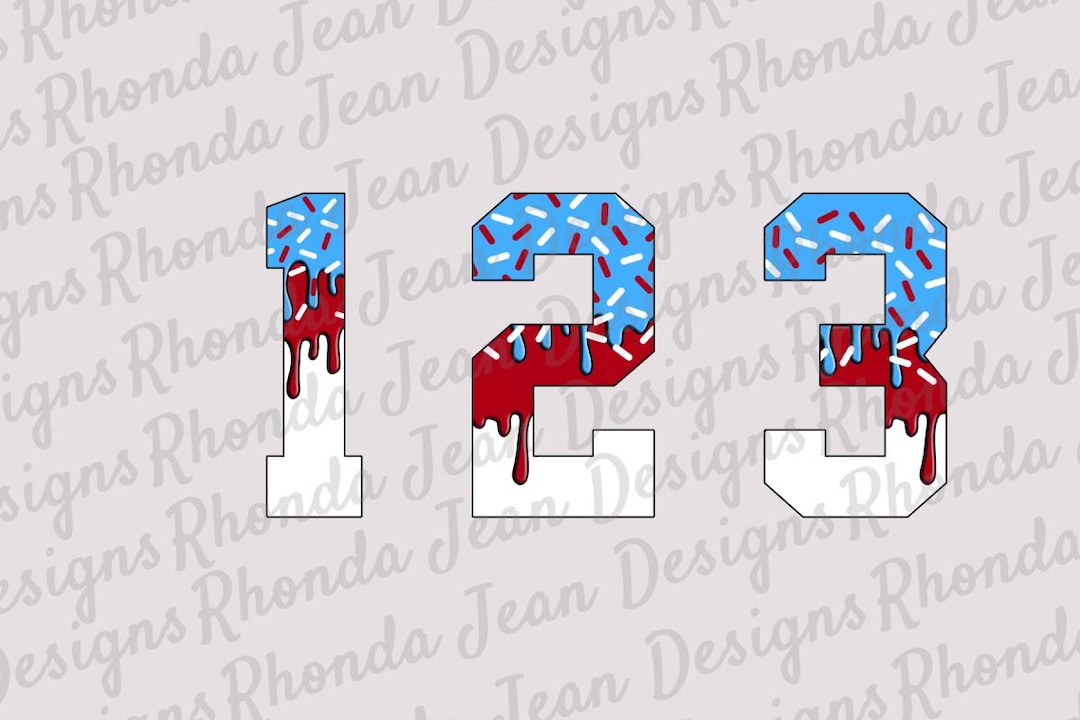 Drip Numbers Set PNG, Red White Blue Drip, T-shirt Design, Digital ...