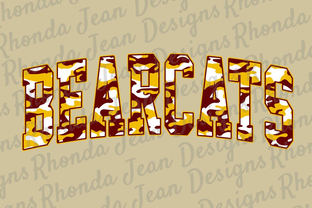 Bearcats Mascot PNG: Camouflage School Spirit Design (digital Download ...