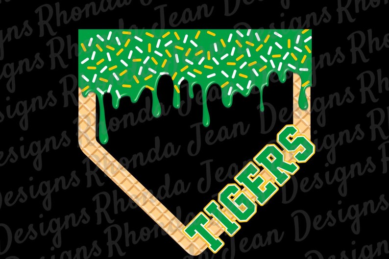 Tigers Baseball Home Plate Drip PNG: Kelly Green & Gold (digital ...