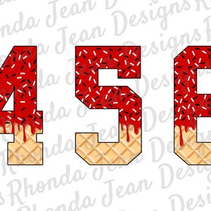 Drip Numbers Set PNG, Red Ice Cream Drip, 0 - 9, Jersey Numbers - Etsy