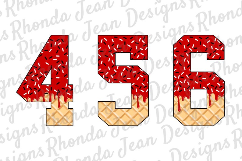 Drip Numbers Set PNG, Red Ice Cream Drip, 0 - 9, Jersey Numbers - Etsy