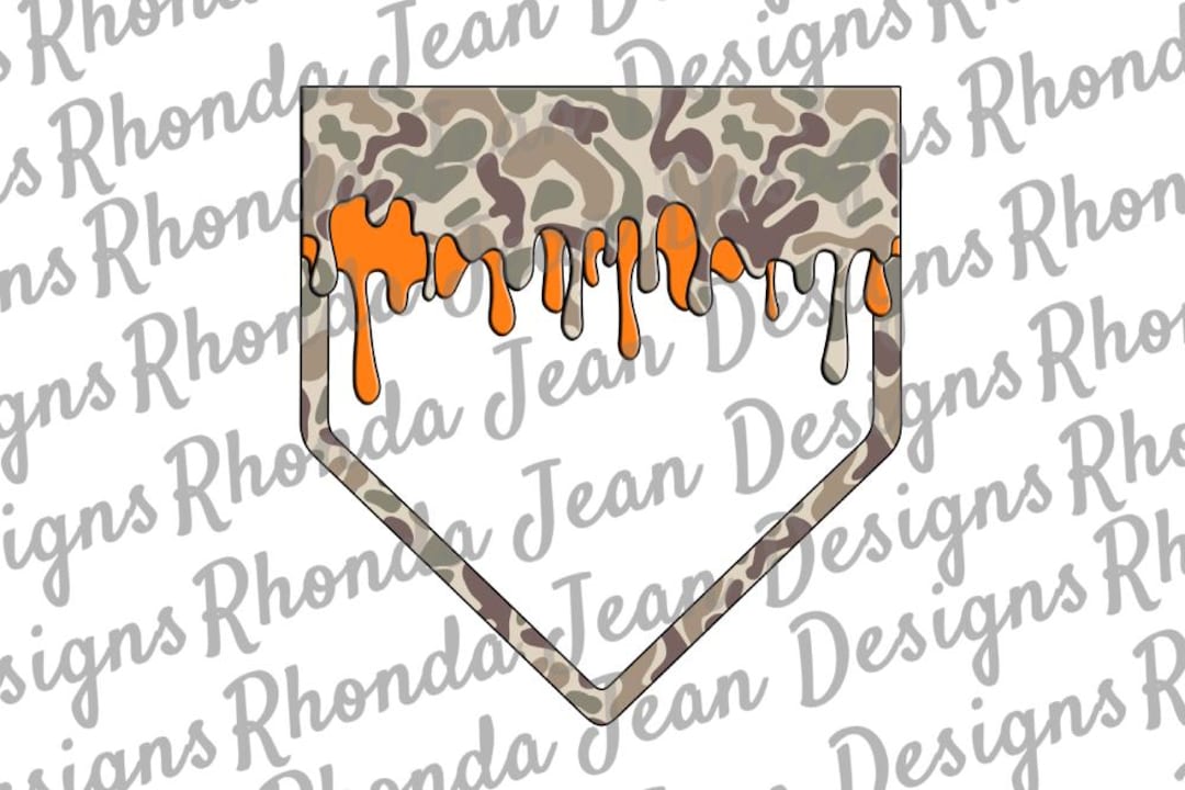 Home Plate Drip Baseball PNG, Old School Camo, Orange Drip, T-shirt ...