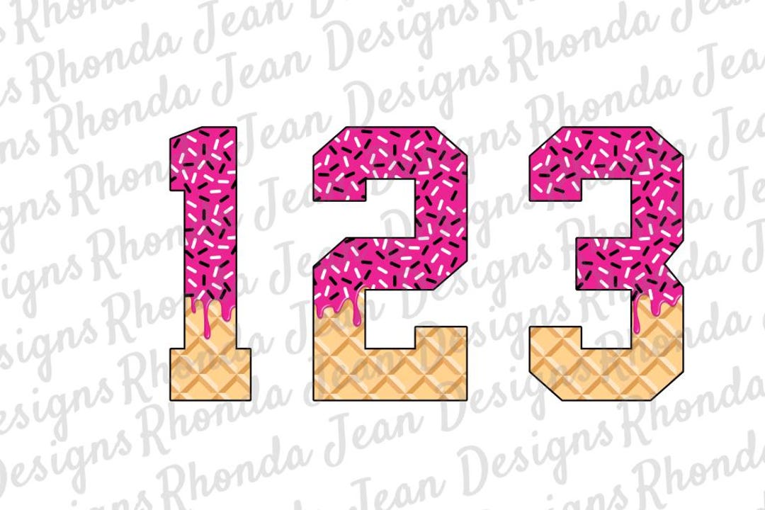 Drip Numbers Set PNG, Pink Ice Cream Drip, 0 - 9, Jersey Numbers - Etsy