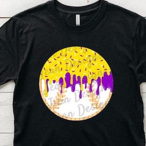 Purple and Gold Drip Baseball PNG, Waffle Cone Seam, Mascot, Team, School Spirit Shirt, Digital ...