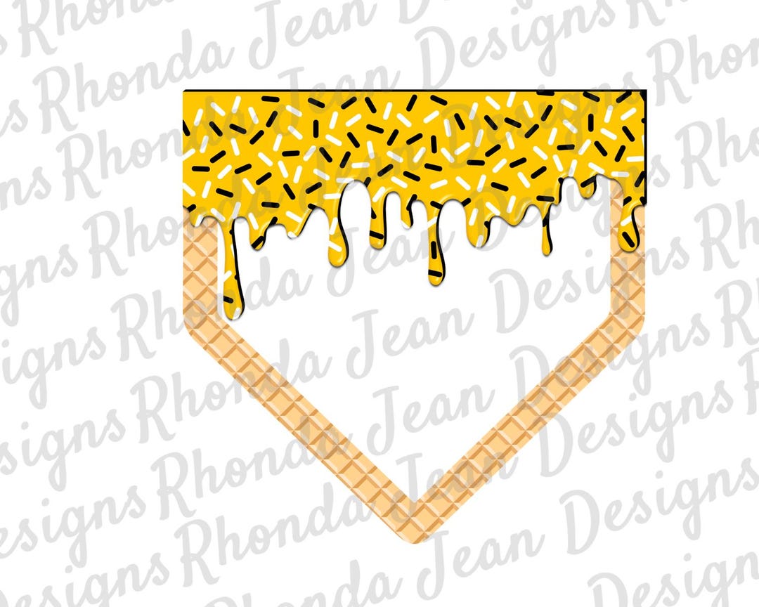 Home Plate Drip Baseball PNG, Gold (yellow) Drip, Black and White ...