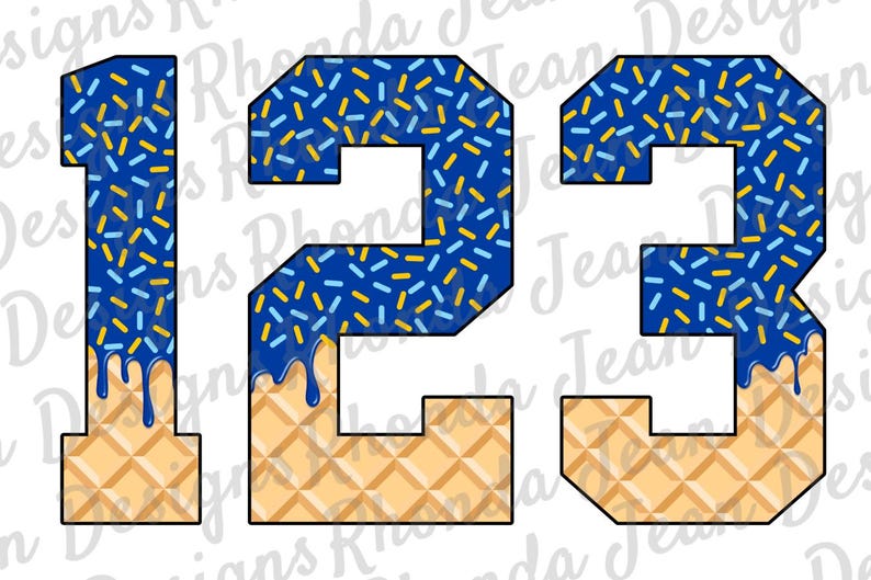 Royal Blue Drip Numbers PNG Set: Ice Cream Sprinkles (digital Download ...