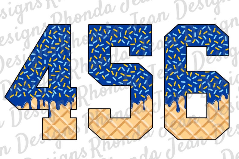 Royal Blue Drip Numbers PNG Set: Ice Cream Sprinkles (digital Download ...