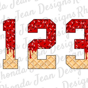 Drip Numbers Set PNG, Red Ice Cream Drip, 0 - 9, Jersey Numbers - Etsy
