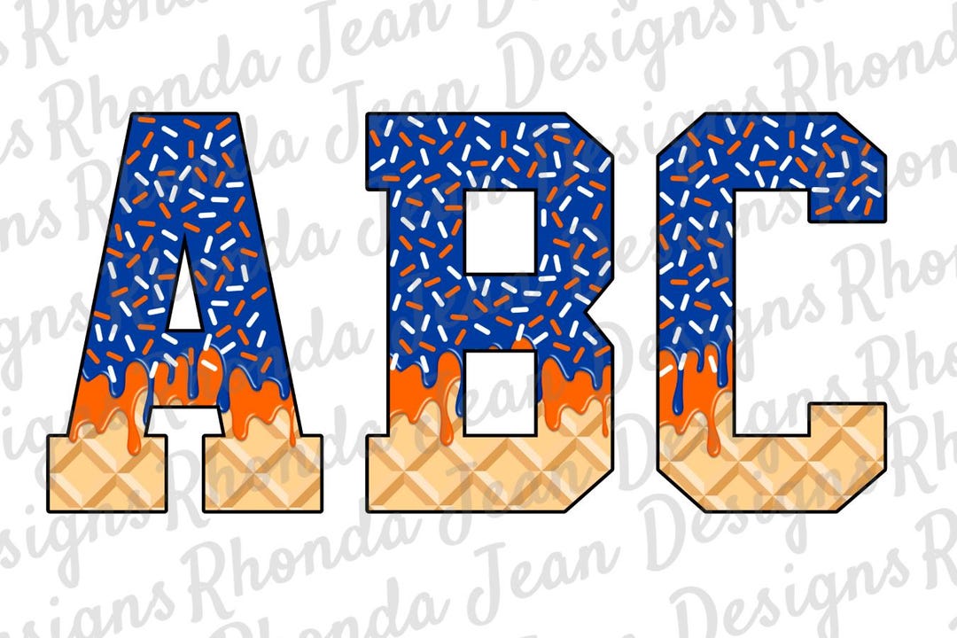 Drip Alpha Set PNG, Royal Blue Drip, White and Orange Sprinkles, T ...