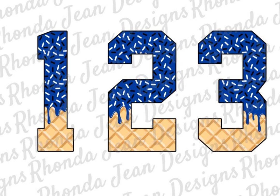 Drip Numbers Set PNG, Royal Blue Ice Cream Drip, 0 - 9, Jersey Numbers ...
