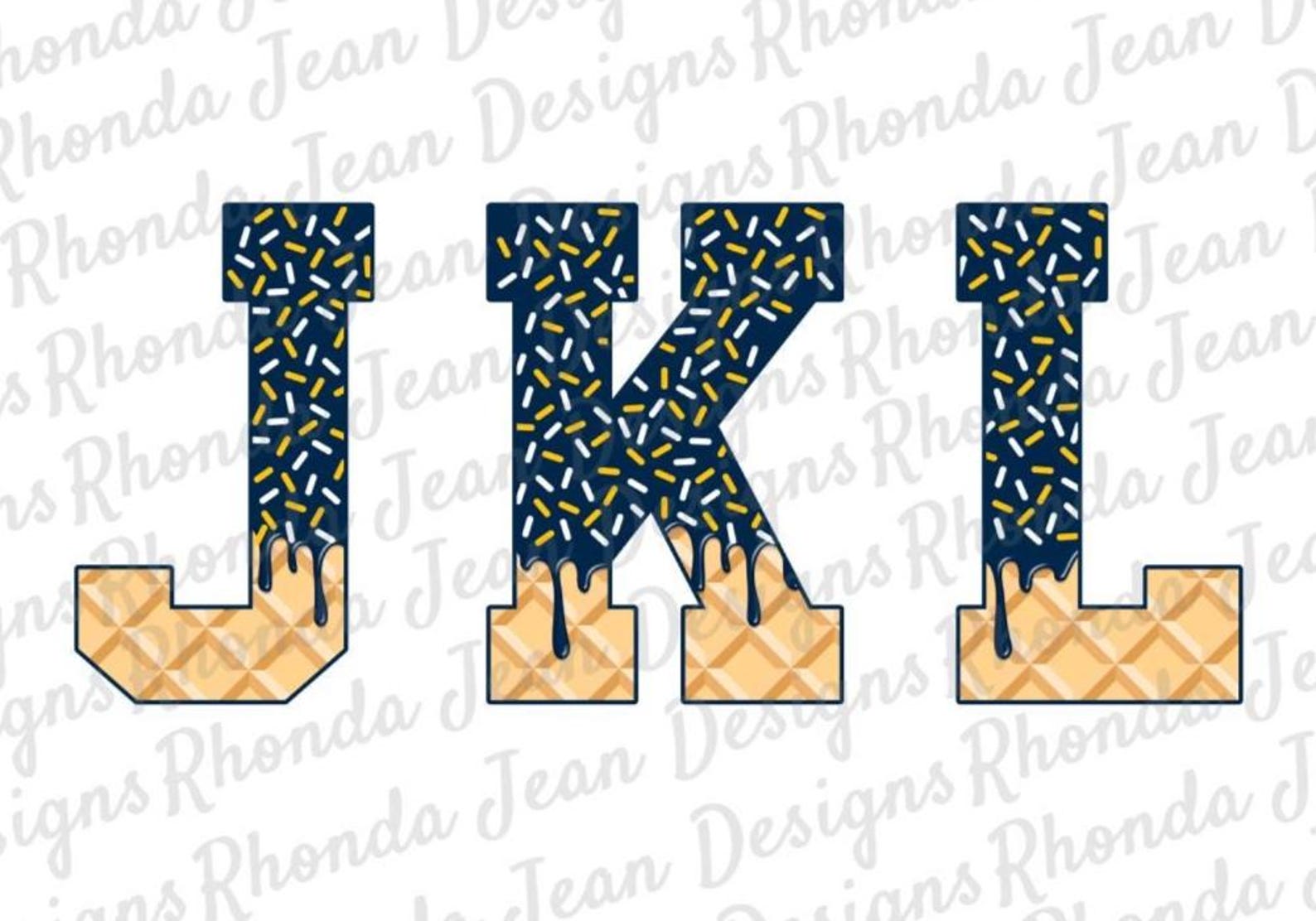 Drip Alphabet PNG Set: Navy, Gold Sprinkles (digital Download) - Etsy