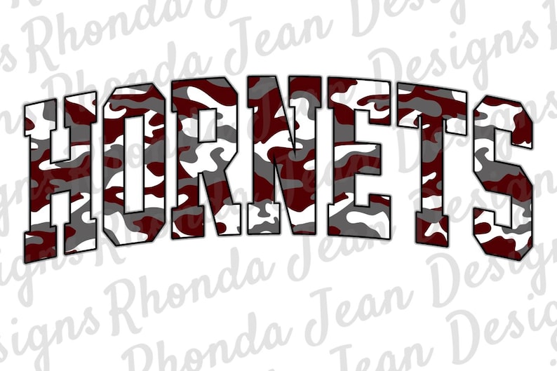 Hornets PNG: Maroon and Gray Camouflage T-shirt Design (digital ...