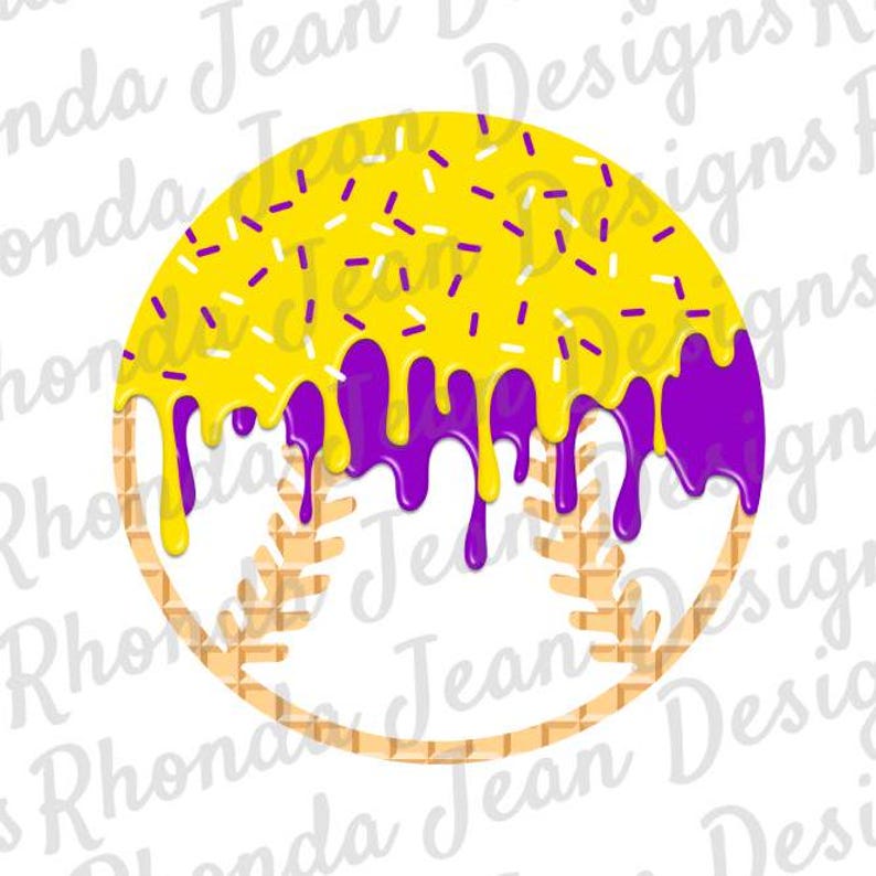 Purple and Gold Drip Baseball PNG, Waffle Cone Seam, Mascot, Team ...