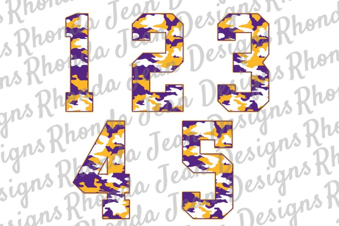 Numbers Set PNG, Purple and Gold Camo, T-shirt Design, Digital Download ...