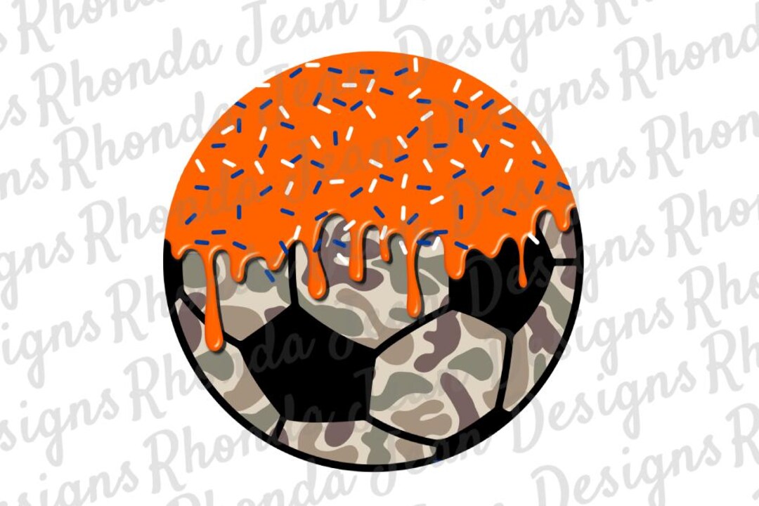Old School Camo Soccer Ball Drip PNG, Orange Drip, Mascot, Team, School ...