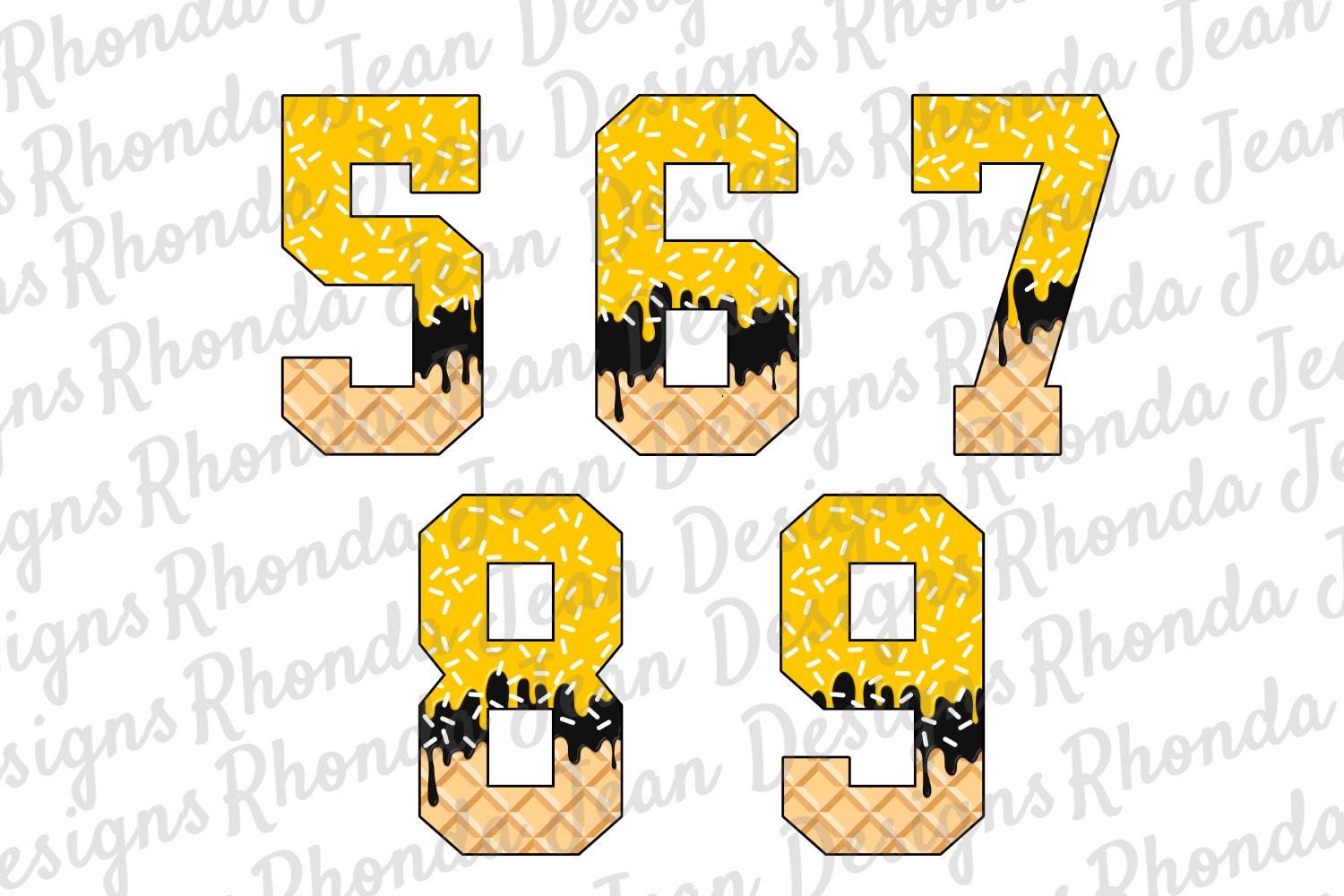 Drip Numbers Set PNG, Black and Gold, Ice Cream Drip, 0 - 9, Jersey ...