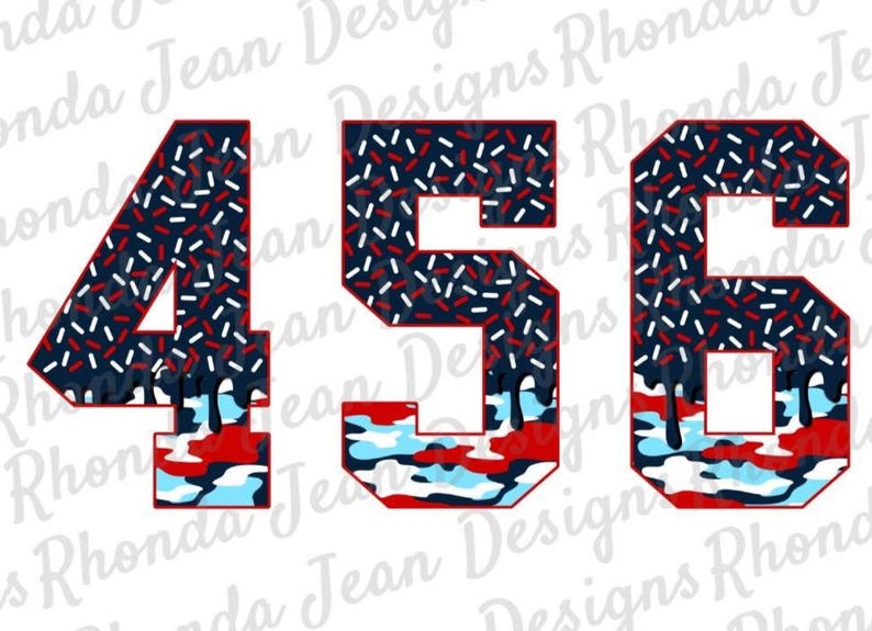 Camo Drip Numbers PNG Set: Red, White, Blue (digital Download) - Etsy