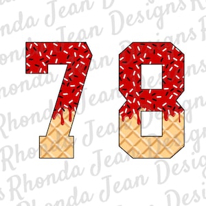 Drip Numbers Set PNG, Red Ice Cream Drip, 0 - 9, Jersey Numbers - Etsy