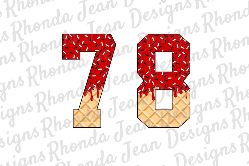 Drip Numbers Set PNG, Red Ice Cream Drip, 0 - 9, Jersey Numbers - Etsy