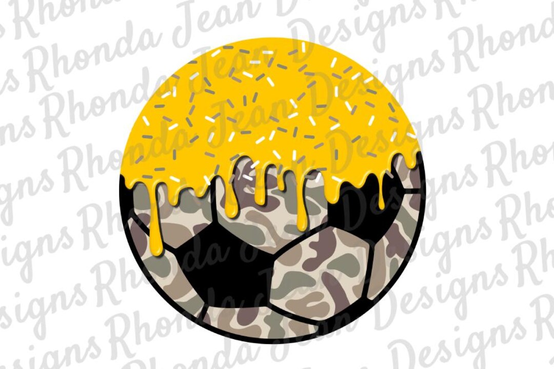 Old School Camo Soccer Ball Drip PNG, Yellow Drip, Mascot, Team, School ...