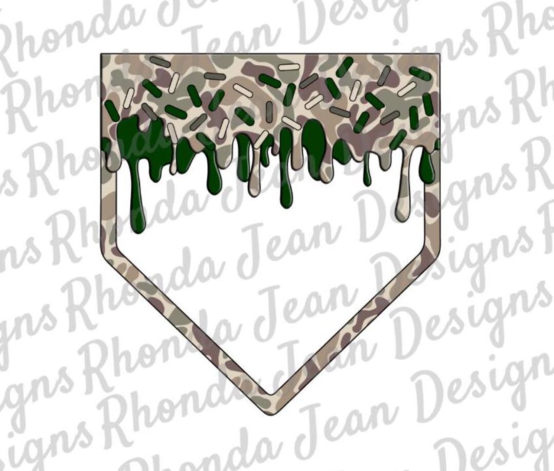 Home Plate Drip Baseball GREEN SPRINKLES PNG, Old School Camo, Green ...