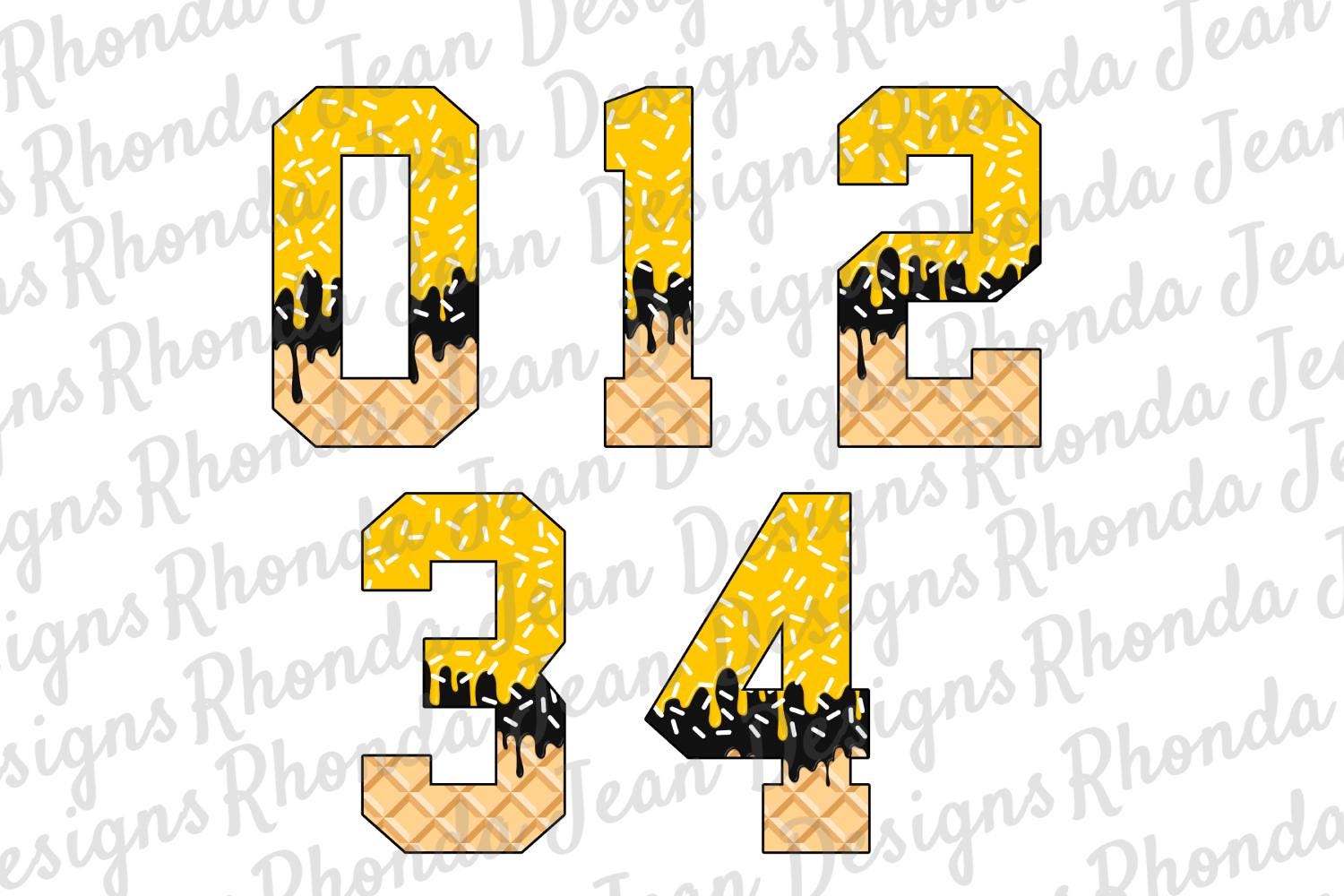 Drip Numbers Set PNG, Black and Gold, Ice Cream Drip, 0 - 9, Jersey ...