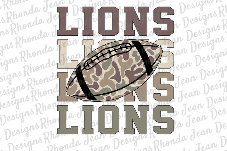 Lions PNG: Camo Football T-shirt Design, (digital Download) - Etsy