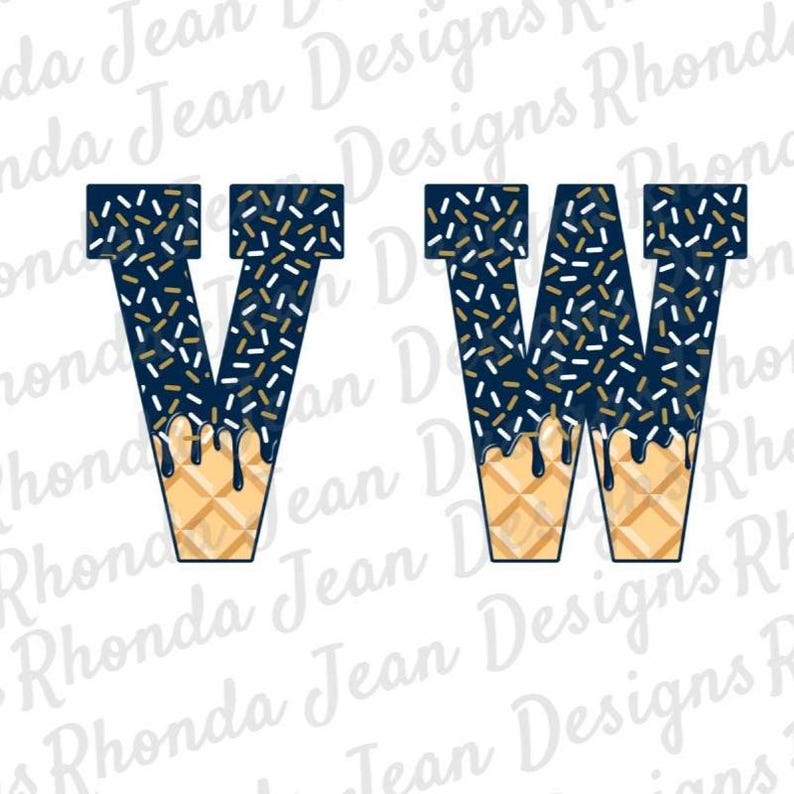 Drip Alphabet PNG Set: Navy, Gold Sprinkles, T-shirt Design (digital ...