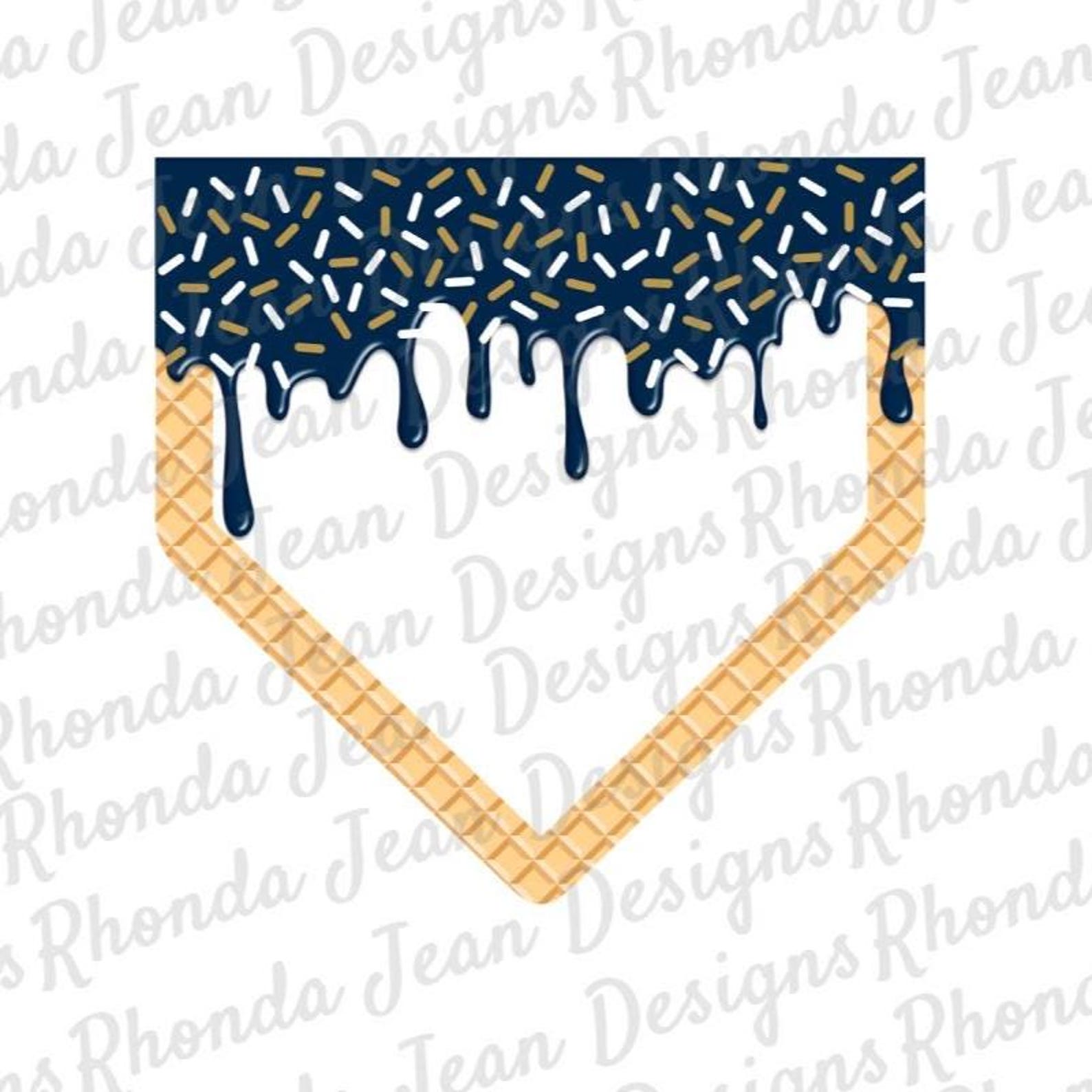 Home Plate Drip Baseball PNG, Navy Blue Drip, Gold and White Sprinkles ...