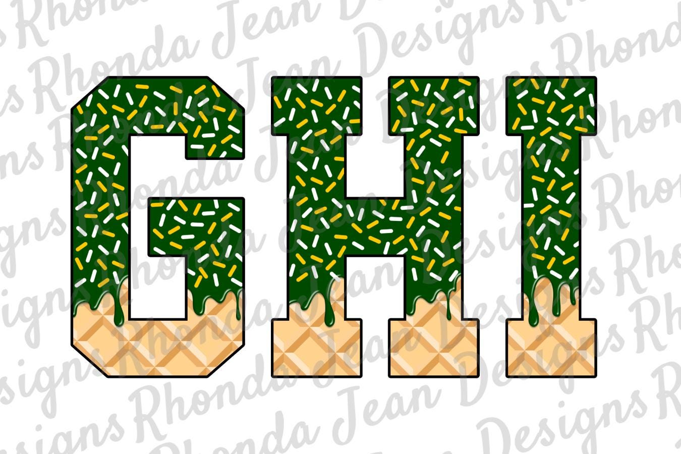 Drip Alpha Set PNG: Green, Gold, and White Sprinkles (digital Download ...