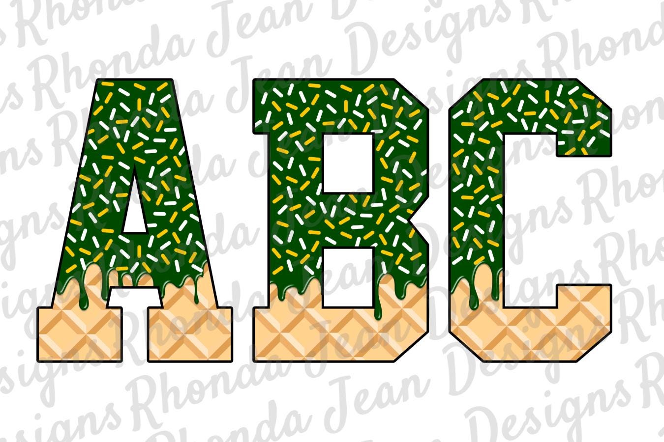 Drip Alpha Set PNG: Green, Gold, and White Sprinkles (digital Download ...