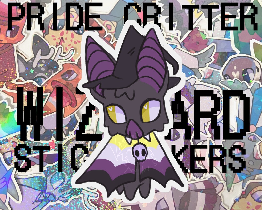 Nonbinary Pride Bat Wizard Holographic Sticker - Etsy