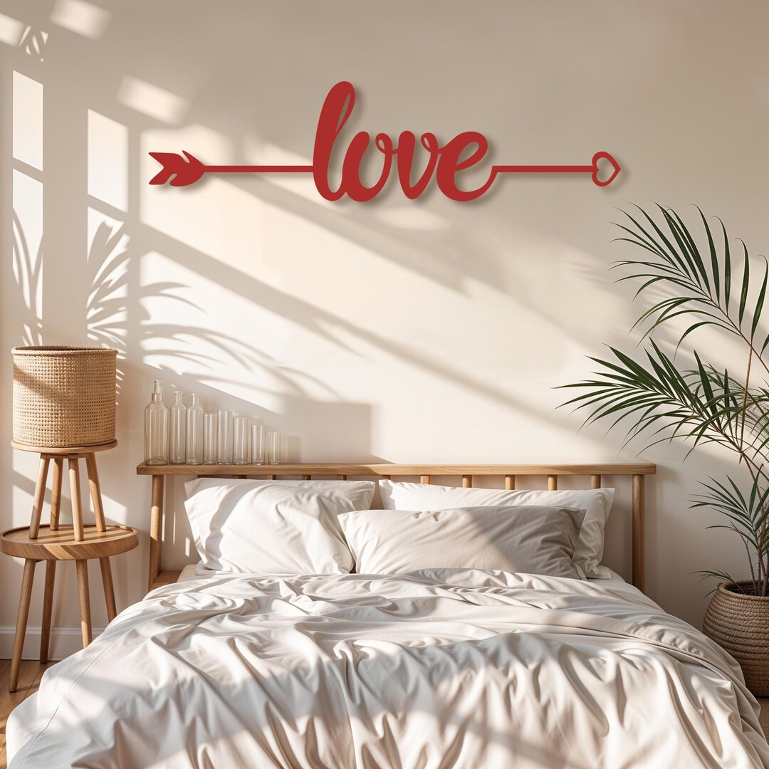 LOVE Arrow Metal Wall Art, Romantic Sign for Bedroom or Gift, Love Wall ...