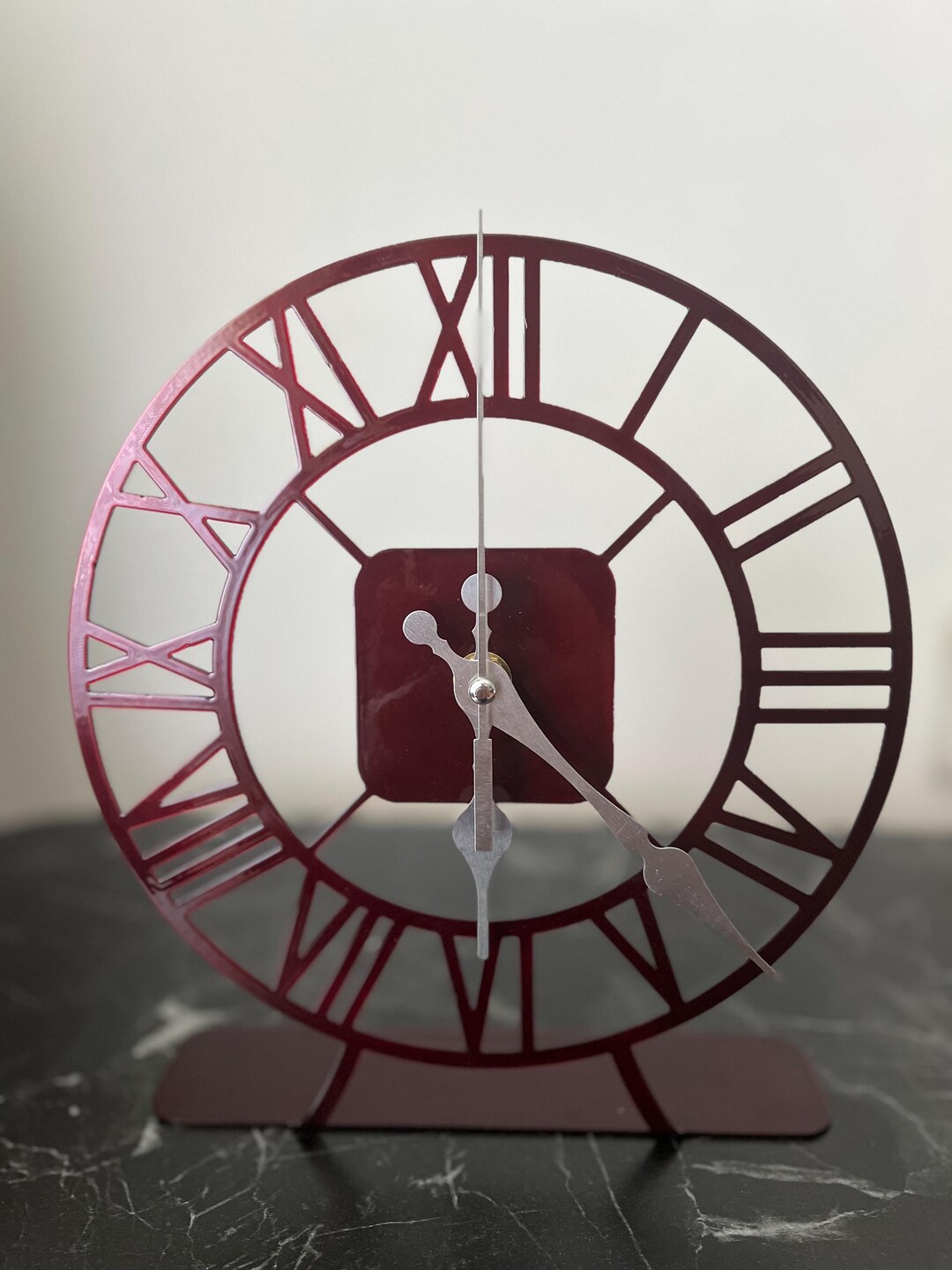 Height 9” Desktop Clock, Metal Round Table Clock, Desktop Metal Clock ...