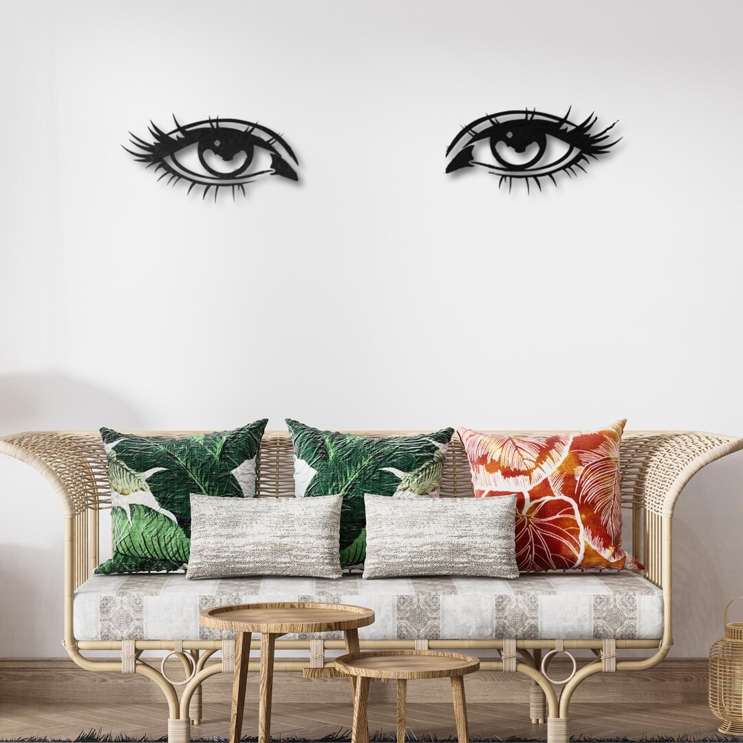 Metal Eye Wall Art, Black Metal Eyes Decor, Minimalist Wall Hanging ...