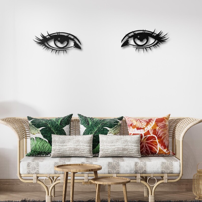 Metal Eye Wall Art, Black Metal Eyes Decor, Minimalist Wall Hanging ...