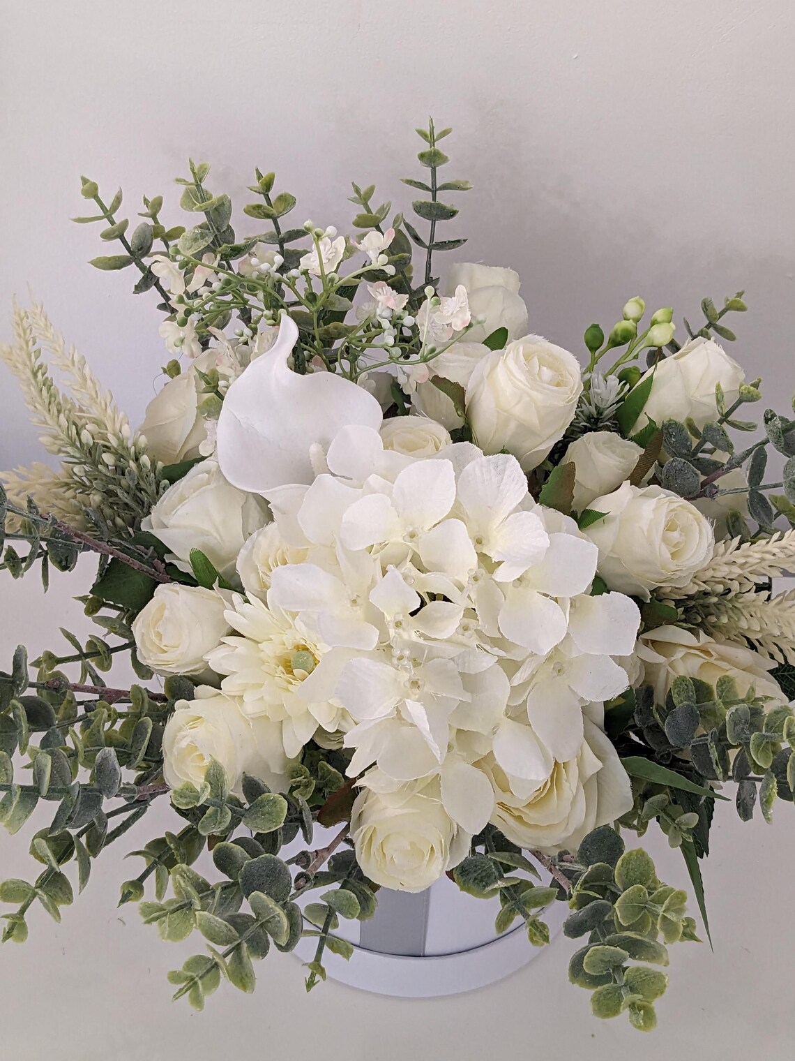 Cream Hat Box Silk Flowers Hamper - Etsy