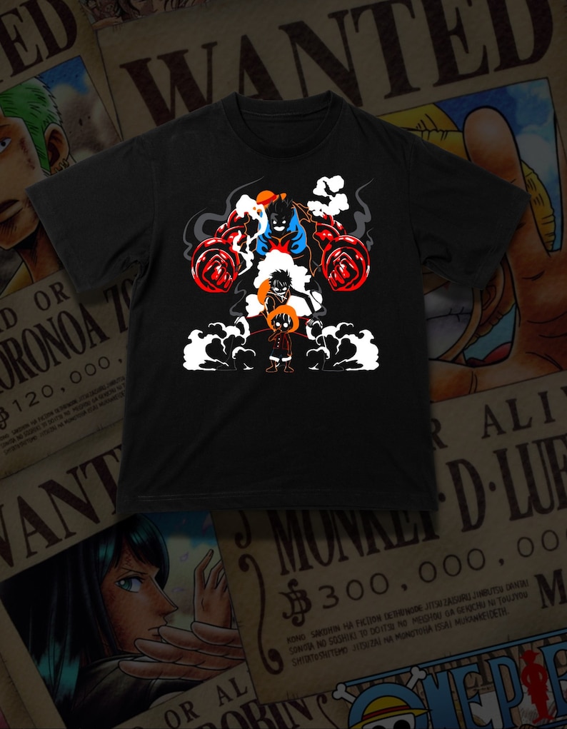 Luffy Stages One Piece Anime T Shirt Oversized Drop-shoulder Crewneck T ...